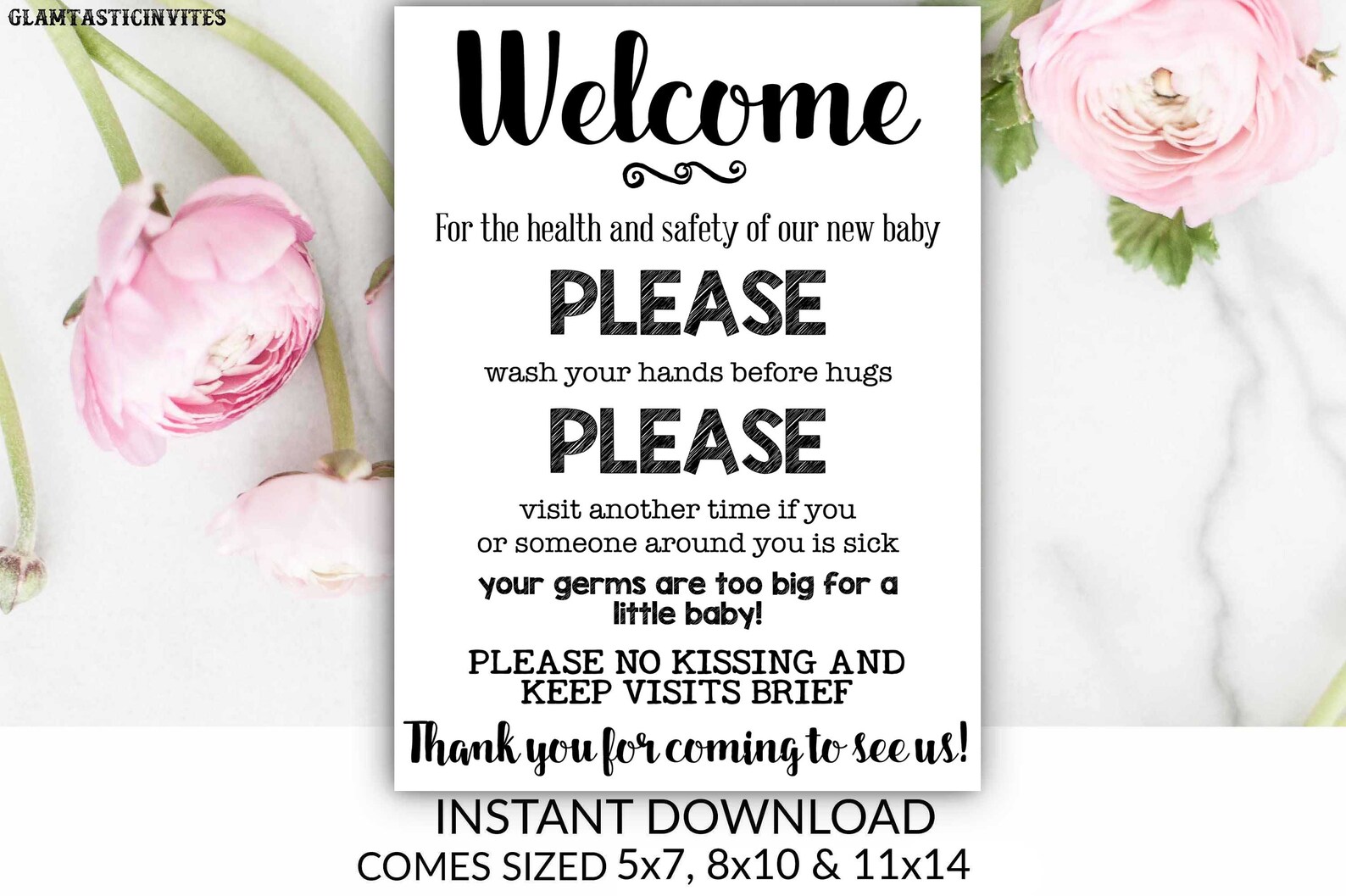 Wash Your Hands Sign New Baby Sign Please Wash Your Hands | Etsy