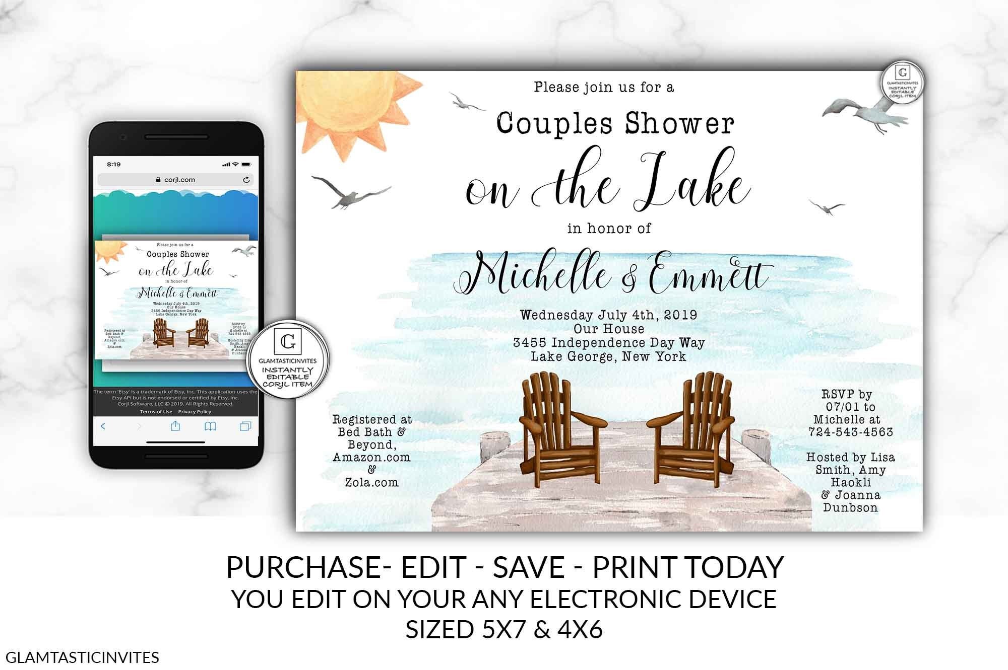 Couples Shower Invitation Lakeside on the Lake Couples Wedding Shower ...