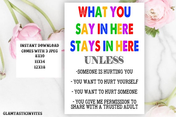 What You Say in Here Stays in Here Counselor Confidentiality Sign ...