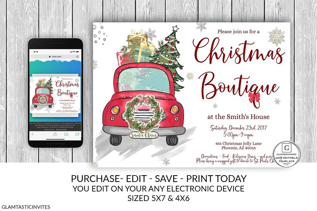 Christmas Boutique Flyer Holiday Market Flyer PTA PTO - Etsy