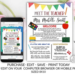 Meet the Teacher Template, Welcome Back to School Note, Parent Teacher ...