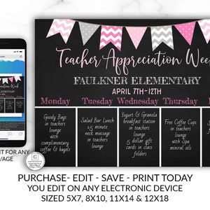 Shabby Chic Teacher and Staff Appreciation Week Printable Schedule ...