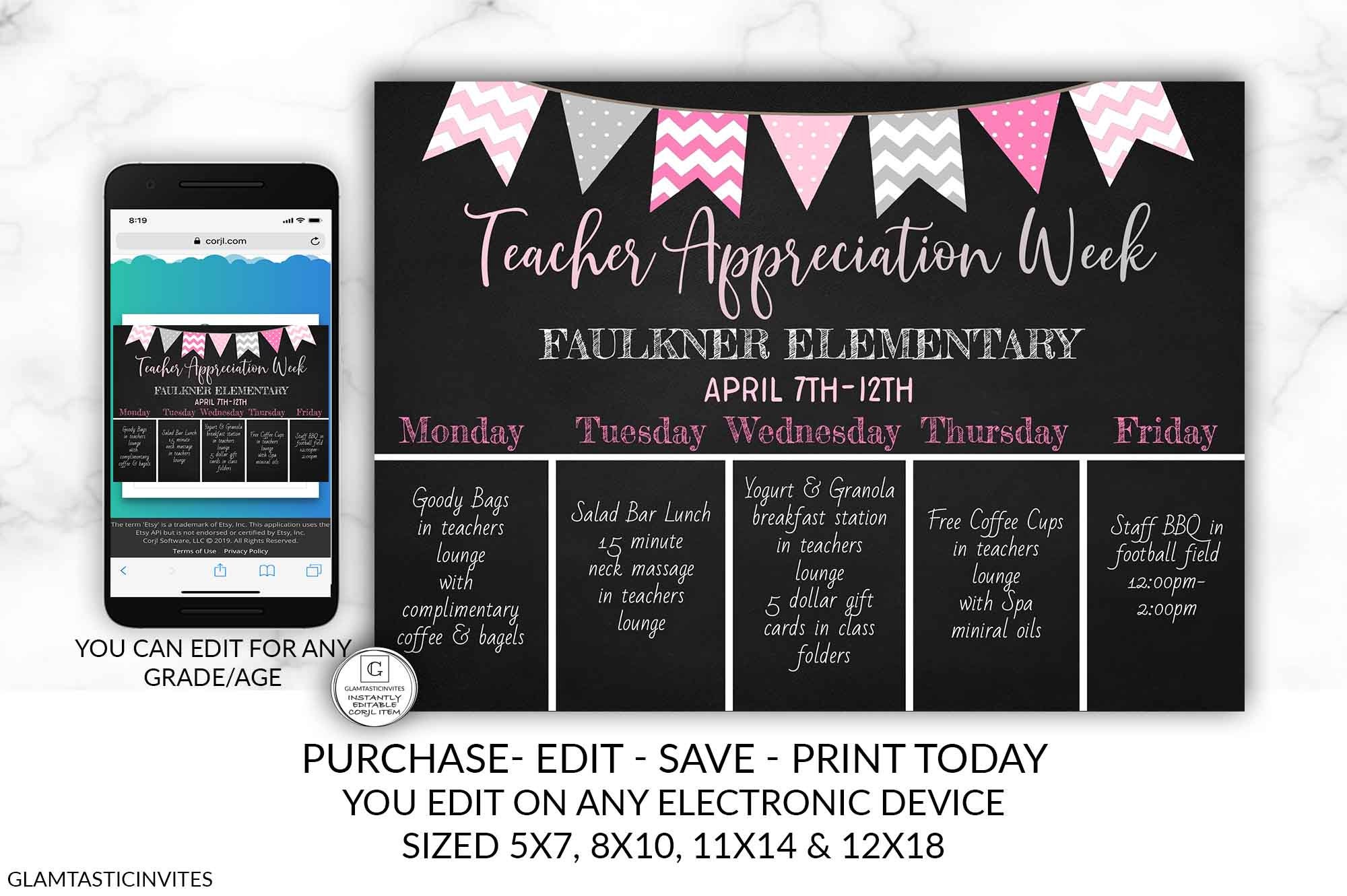 Shabby Chic Teacher and Staff Appreciation Week Printable - Etsy