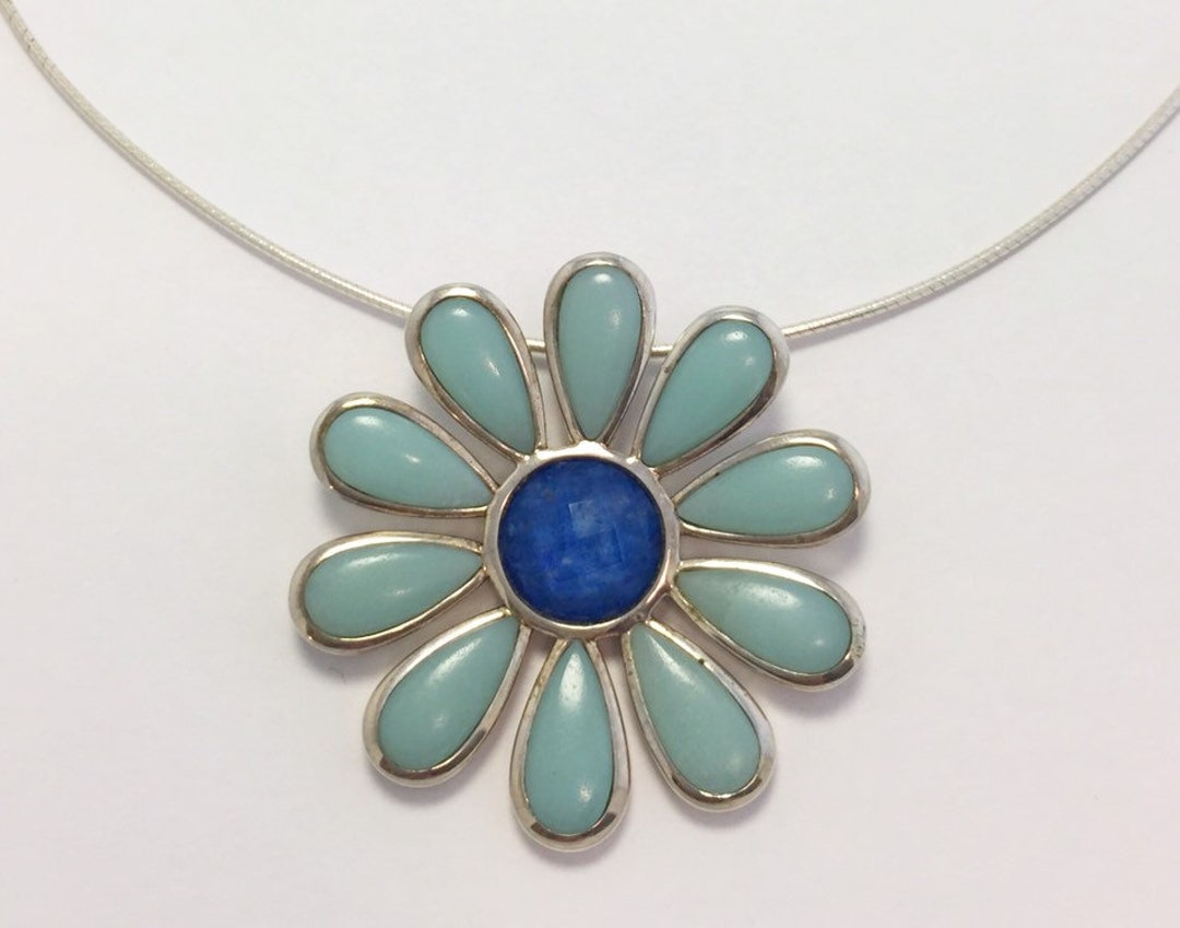 Flower Power Pendant Blue Quartzite & Sodalite Quartz Faceted Doublet ...