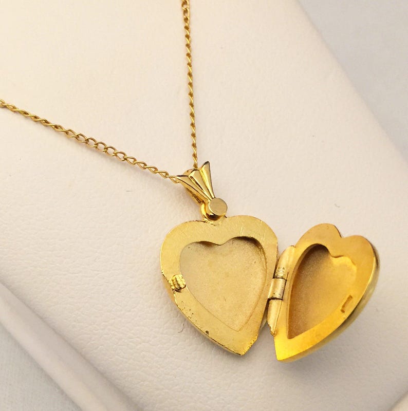 Locket Heart Shape Vintage Medium Plain Sterling Silver 14kt Gold ...