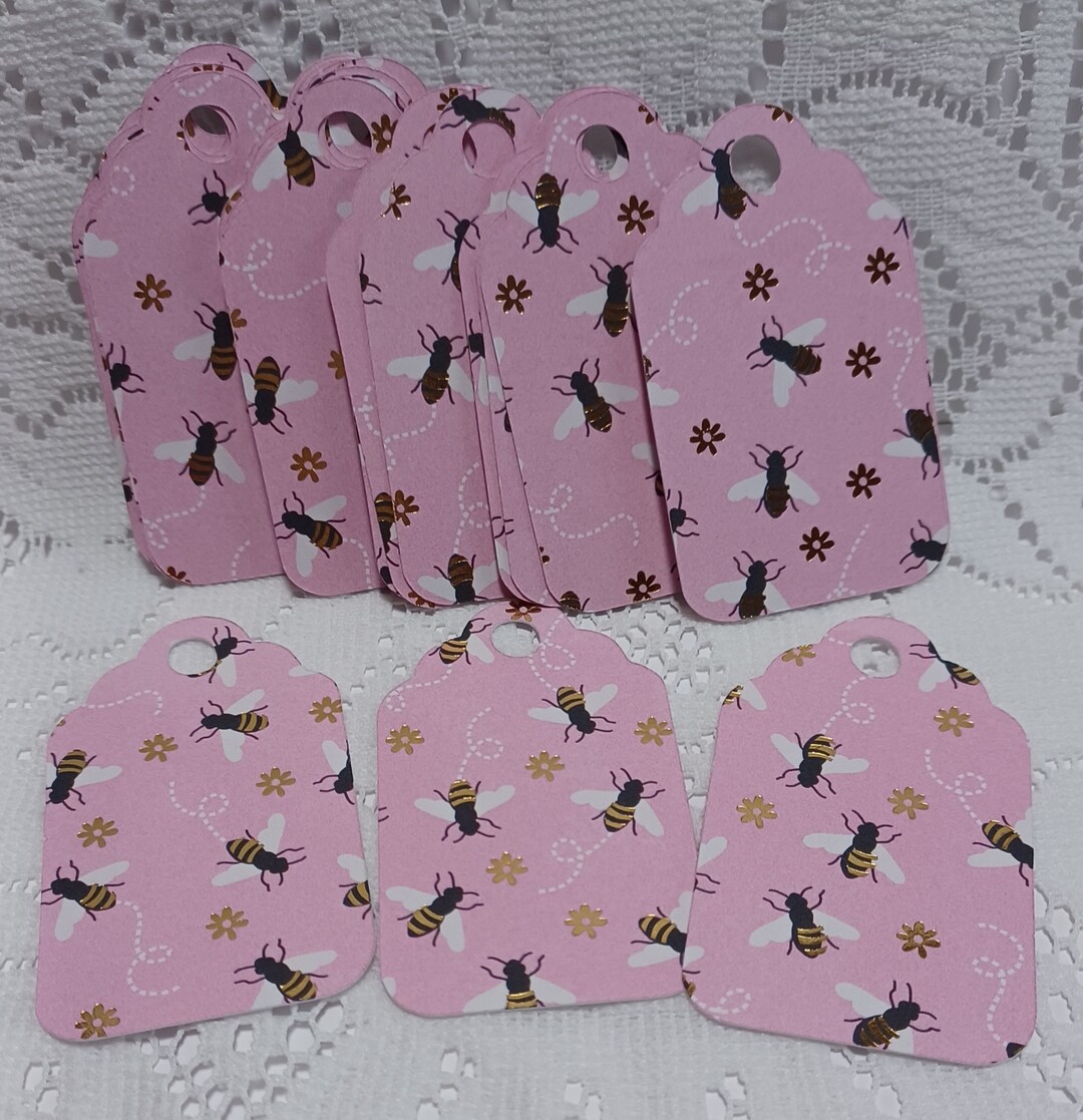 Bee Tags, Bee Gift Tags, Bee Favor Tags, Set of 25, Size 2 1/2" X 1 1/2 ...