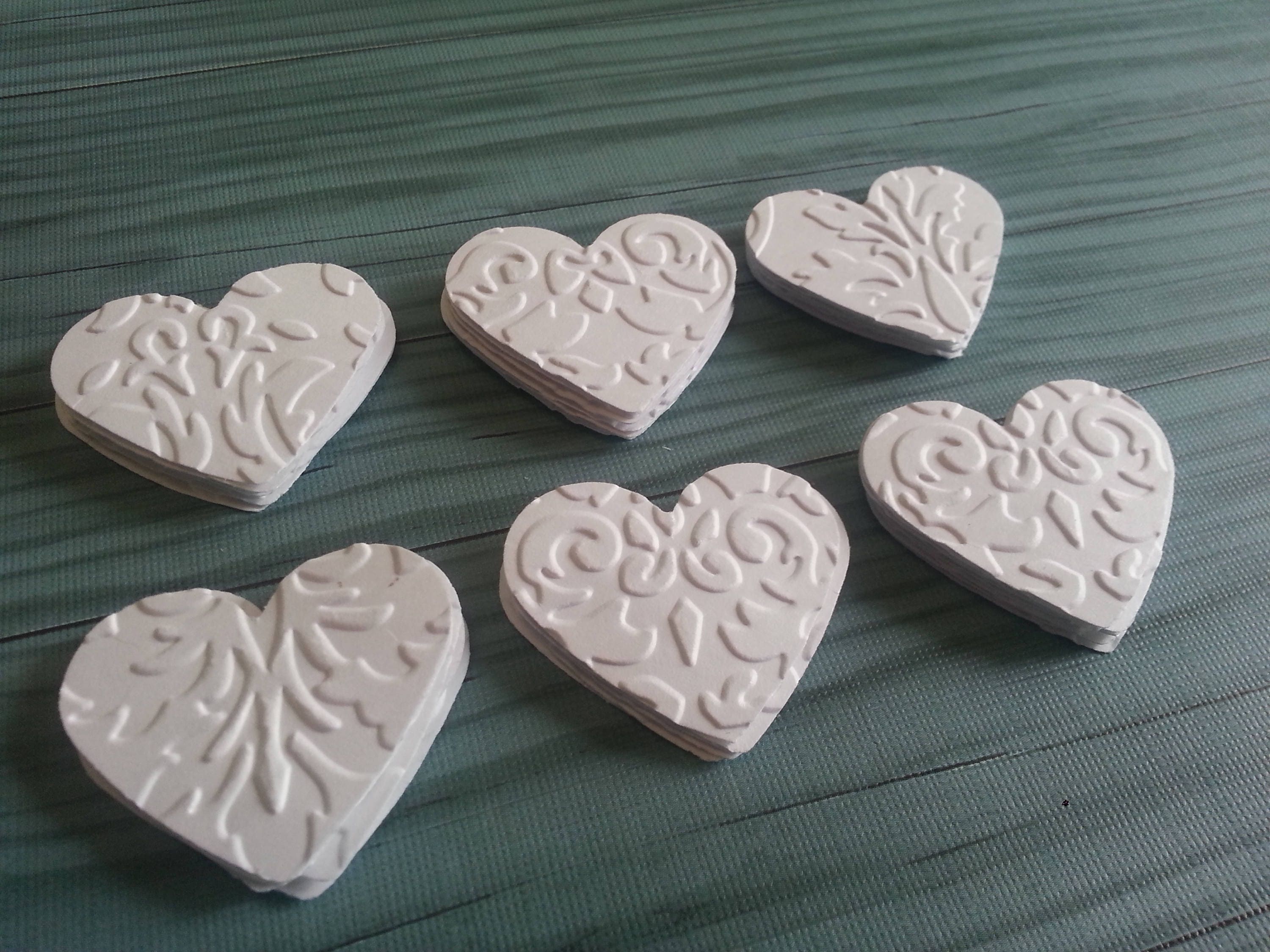 White Hearts Embossed Hearts Paper Hearts Heart Punches | Etsy