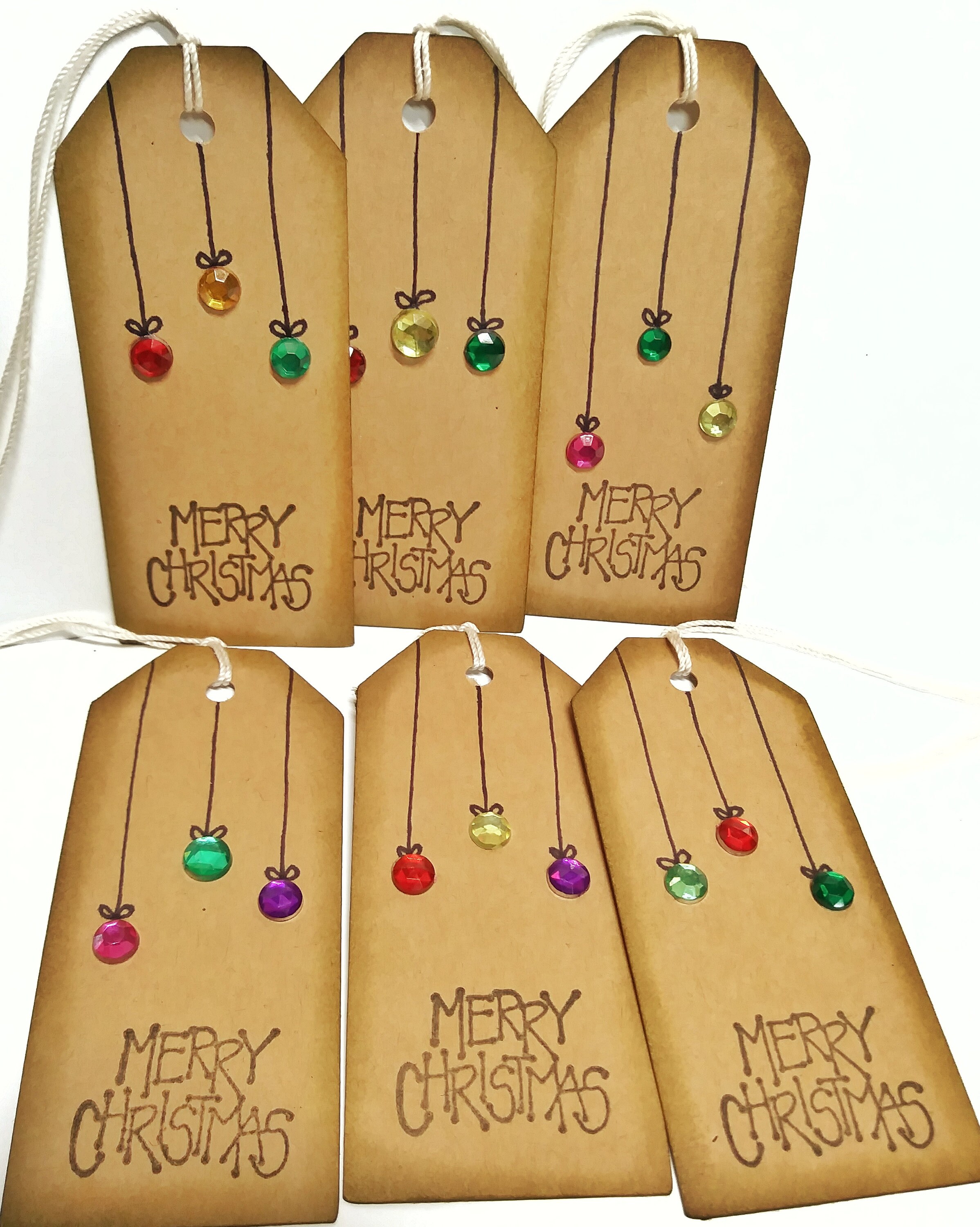 Christmas Gift Tags With Hanging Ornaments, Merry Christmas Tags, Set ...