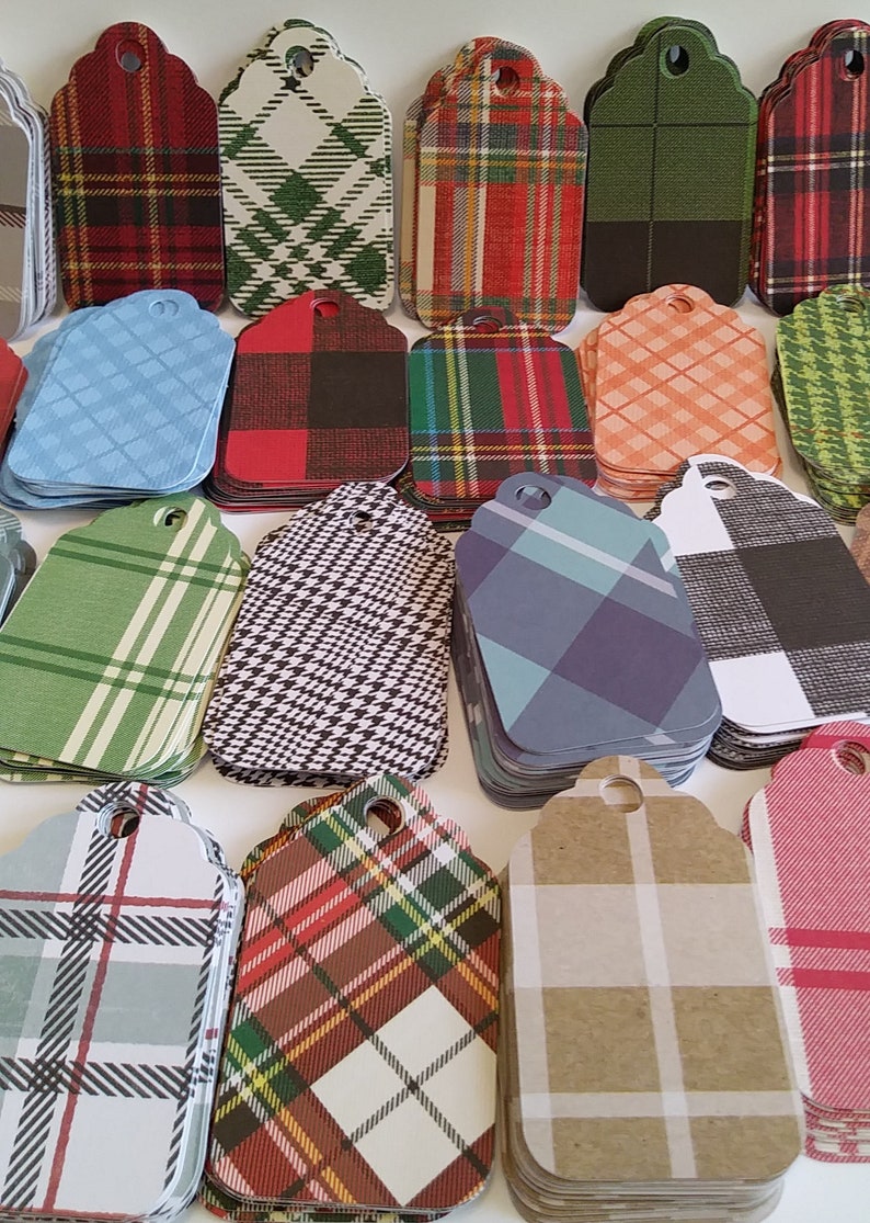 Plaid Gift Tags, Gift Tags, Variety Gift Tags, Price Tags, Bulk Gift ...