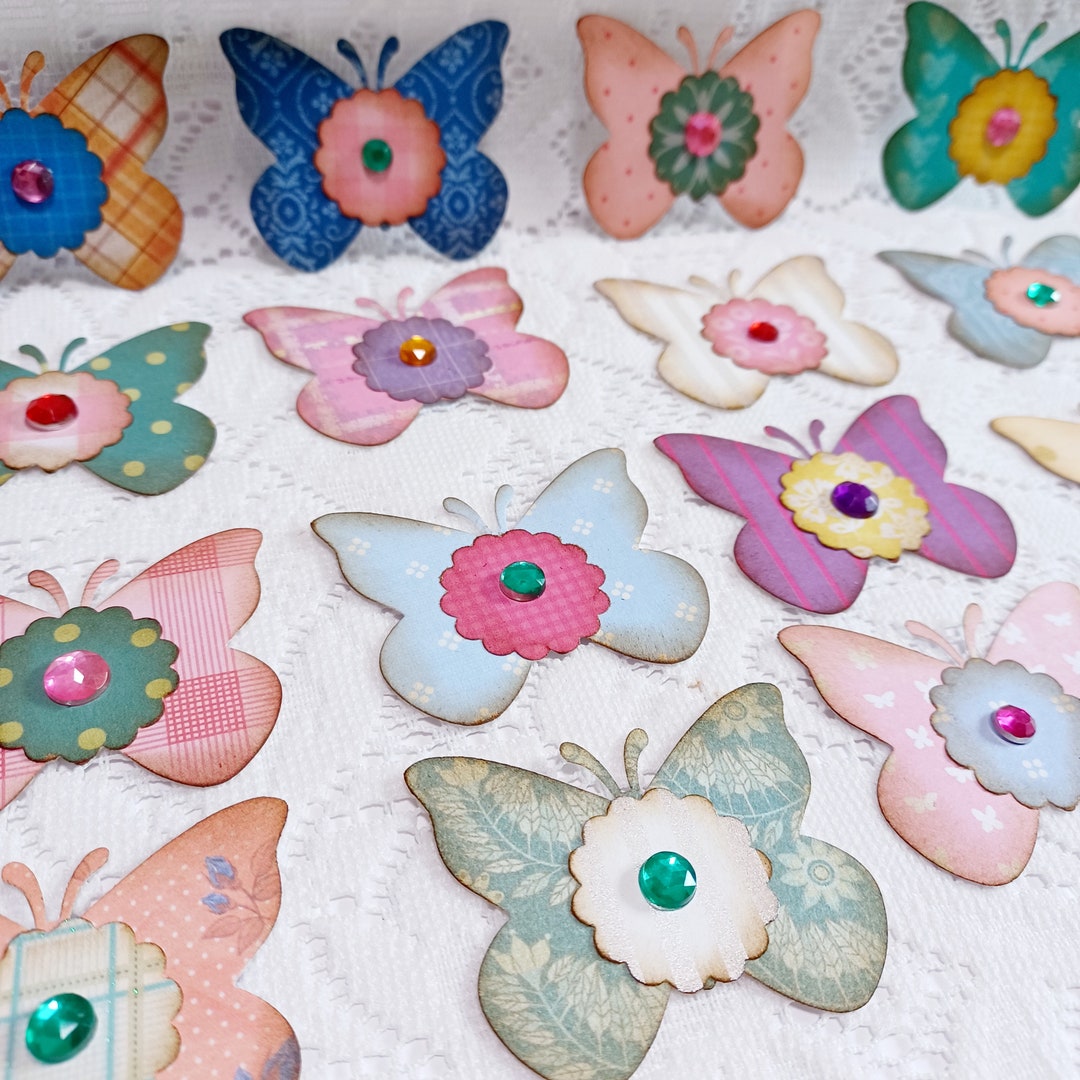 Paper Butterfly Embellishments, Junk Journal Butterflies, Butterfly Die ...