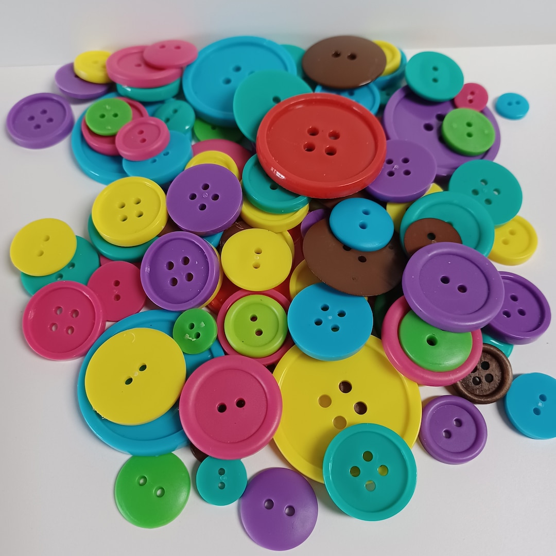100 Piece Buttons, Plastic Buttons, Colorful Buttons, Crafting Buttons ...