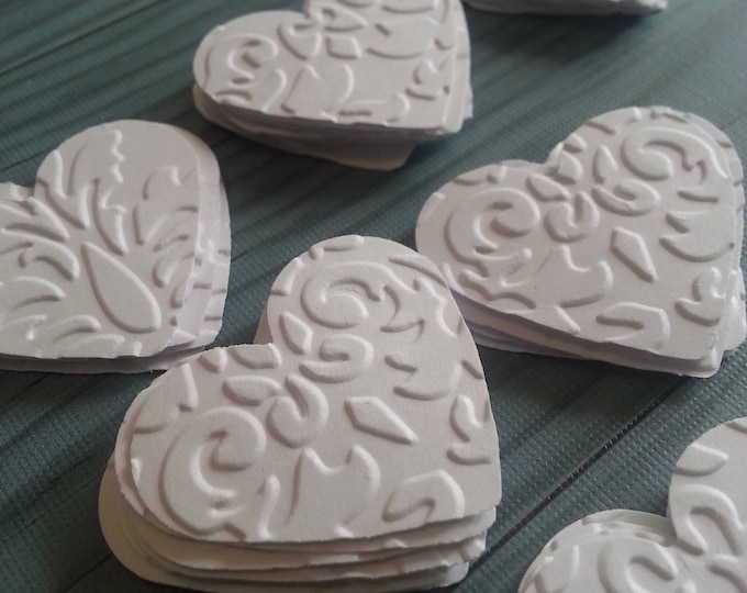 White Hearts Embossed Hearts Paper Hearts Heart Punches - Etsy