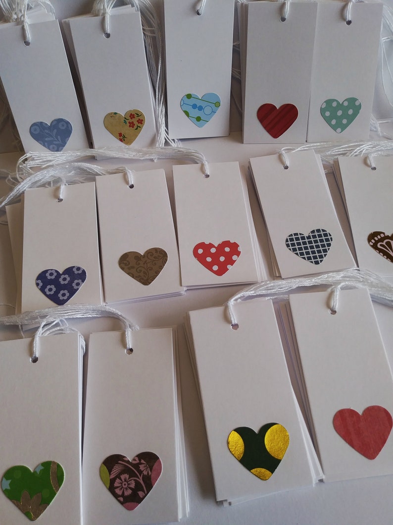 Heart Gift Tags, Price Tags, Heart Favor Tags, Heart Hang Tags, White ...