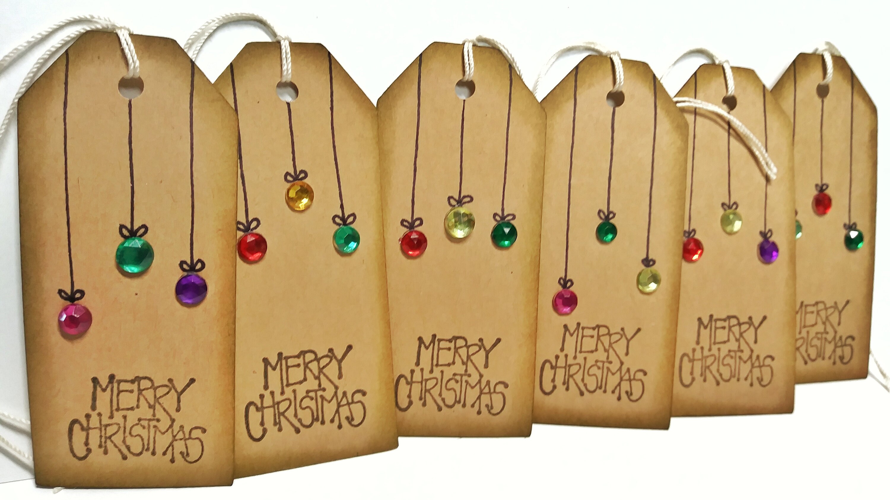 Christmas Gift Tags With Hanging Ornaments, Merry Christmas Tags, Set ...