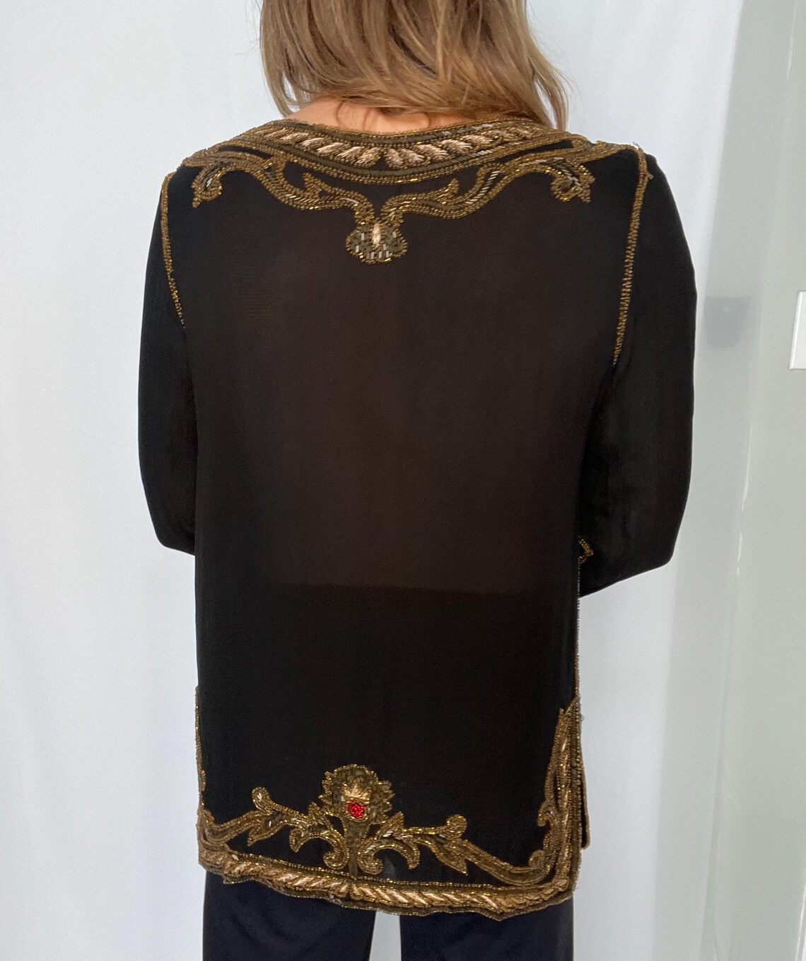 Beaded Cameo Sheer Jacket - Etsy