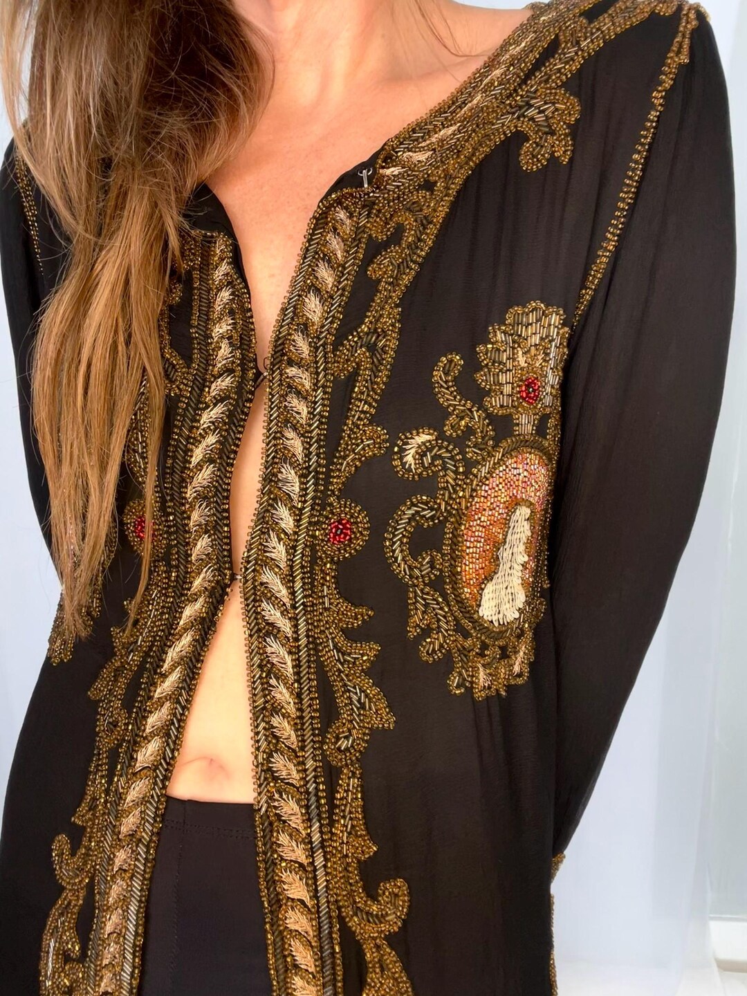 Beaded Cameo Sheer Jacket - Etsy
