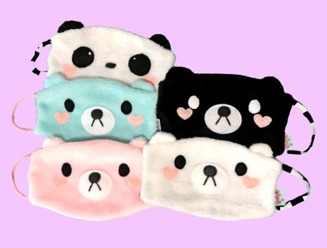 Fuzzy Bear Mask | Face Mask,kawaii Face Mask,face Masks for Kids,cute ...