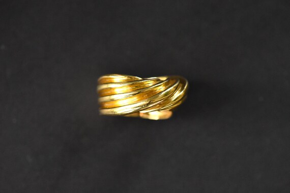 Vintage 18K Solid Yellow Gold Ribbon Twisting Bypass … - Gem