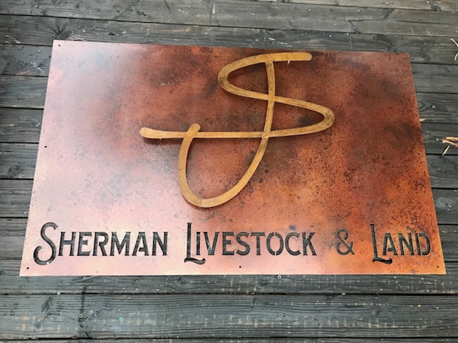 Custom Patina Metal Business Sign | Double Layer With Standoffs - Etsy