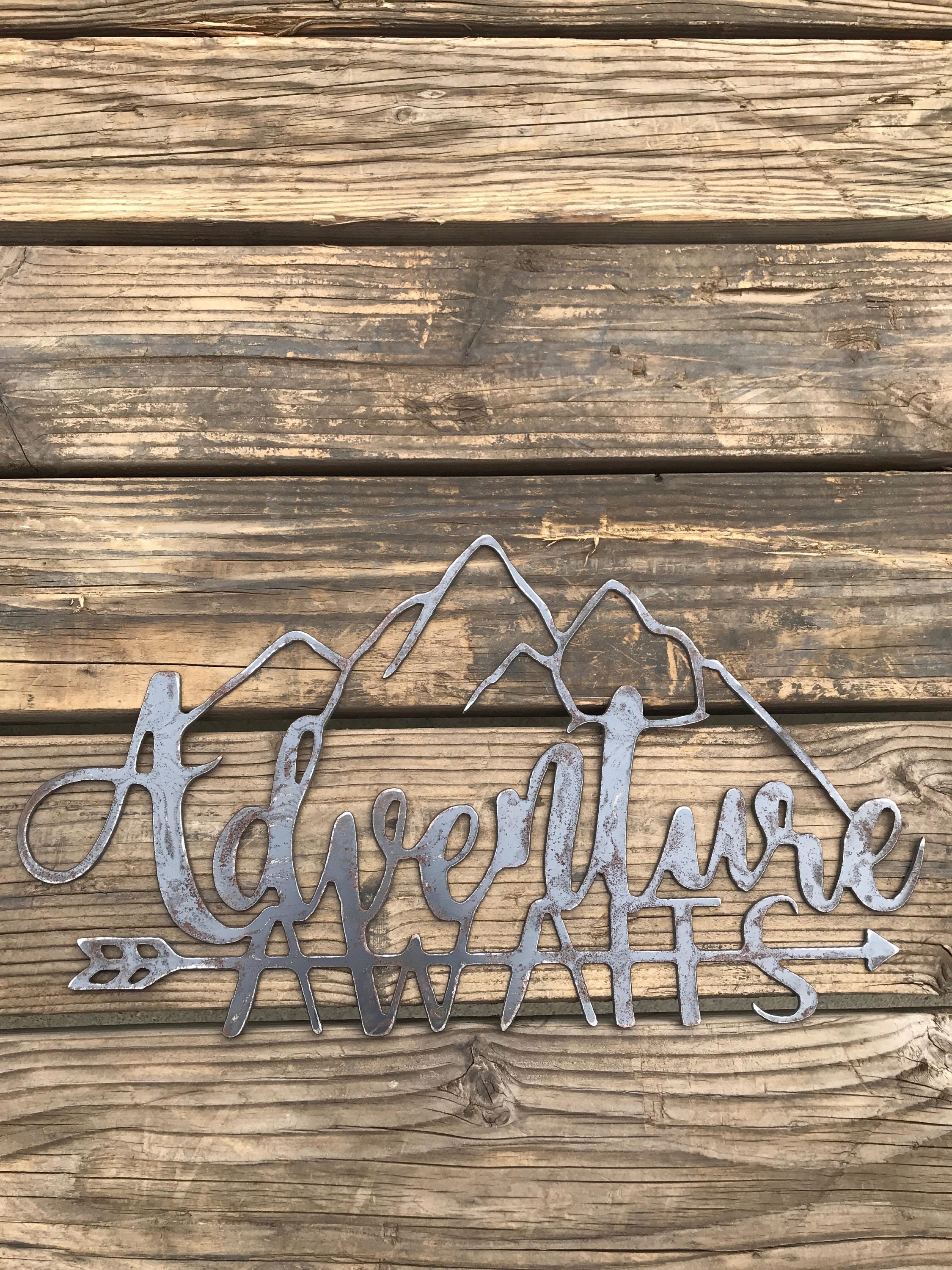 Adventure awaits custom metal sign | Etsy