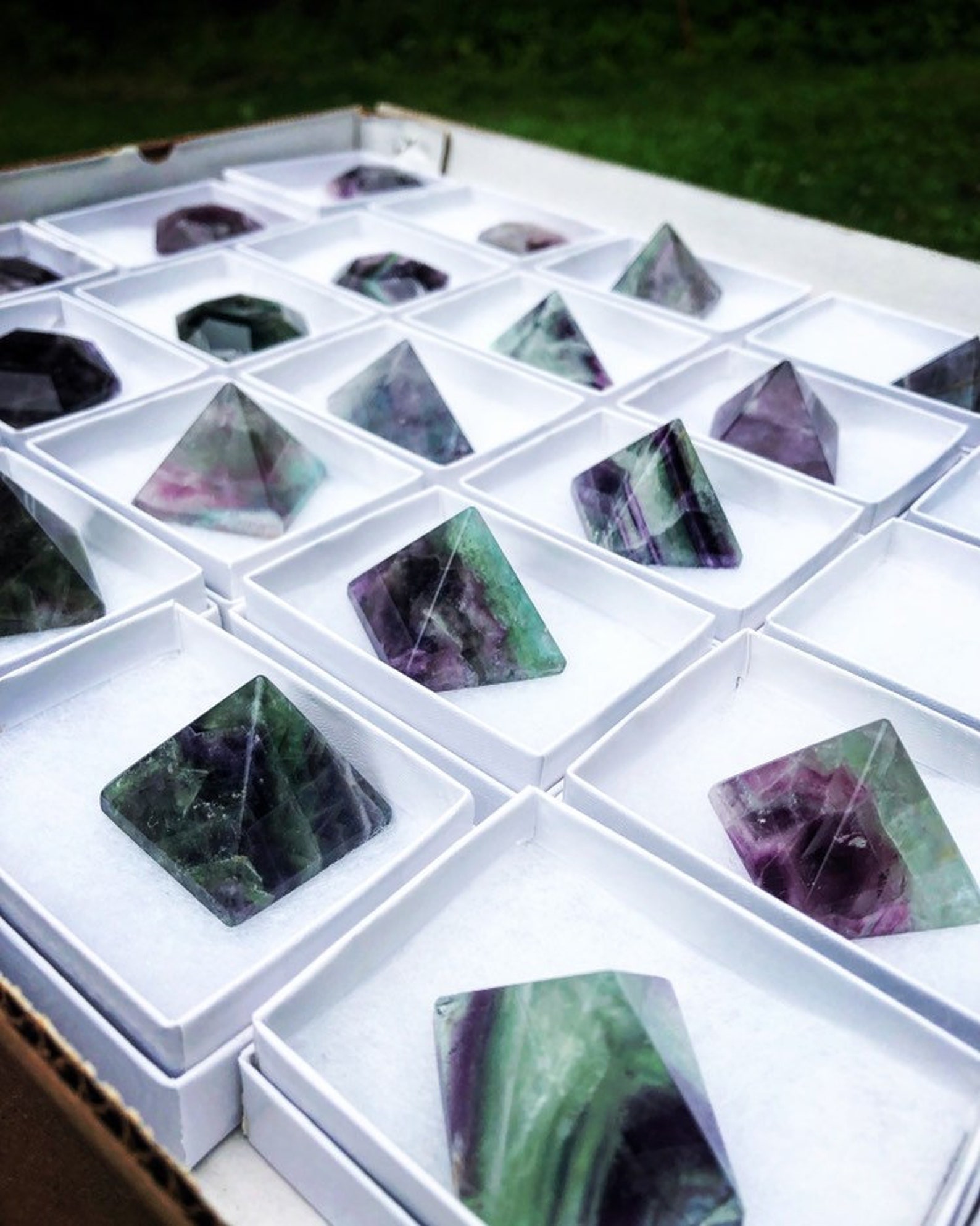 Rainbow Fluorite Crystal Pyramid Sacred Geometry zoned - Etsy