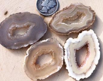 Oco Geode Slices 4 Pieces Druse Crystal Geodes Set of | Etsy