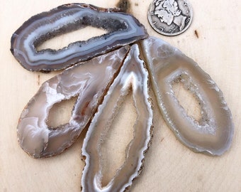 Oco Geode Slices 4 Pieces Druse Crystal Geodes Set of | Etsy