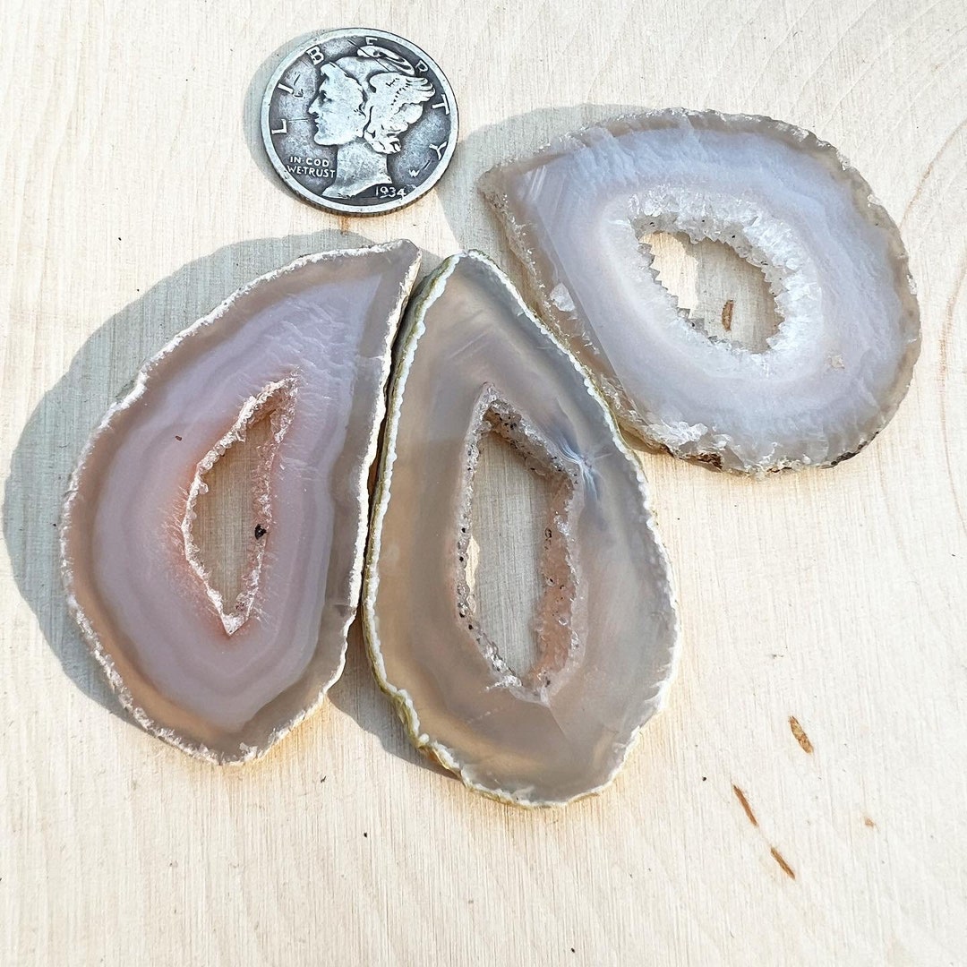 Druse Crystal Geode Slices 3 Pieces Oco Geode Slice Set, Crystal Core - Etsy