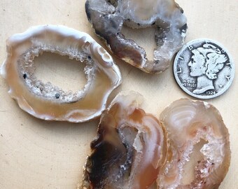 Oco Geode Slices 4 Pieces Druse Crystal Geodes Set of | Etsy