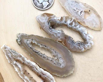 Oco Geode Slices 4 Pieces Druse Crystal Geodes Set of | Etsy