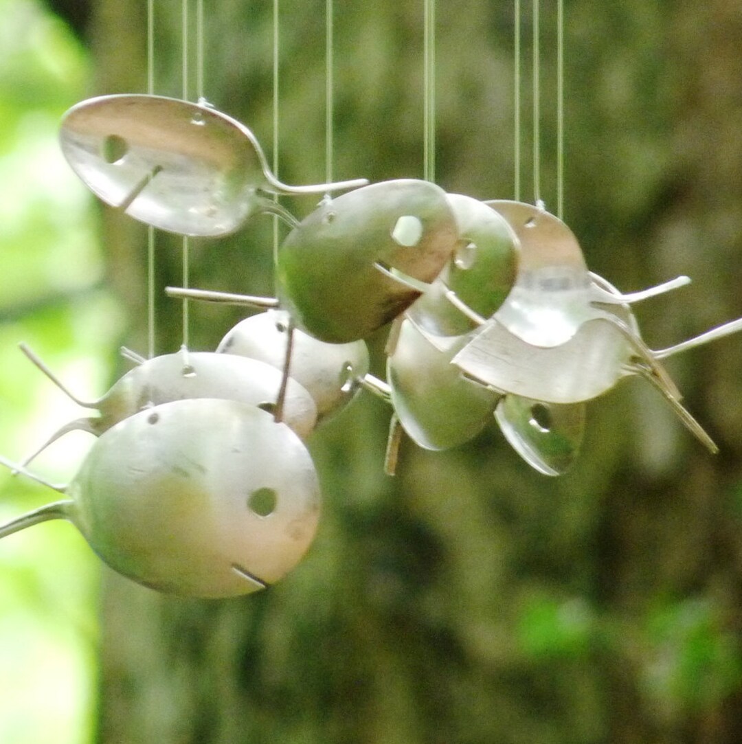Spoon Fish Wind Chime: Lucite Flower, Upcycled Metal Art - Etsy