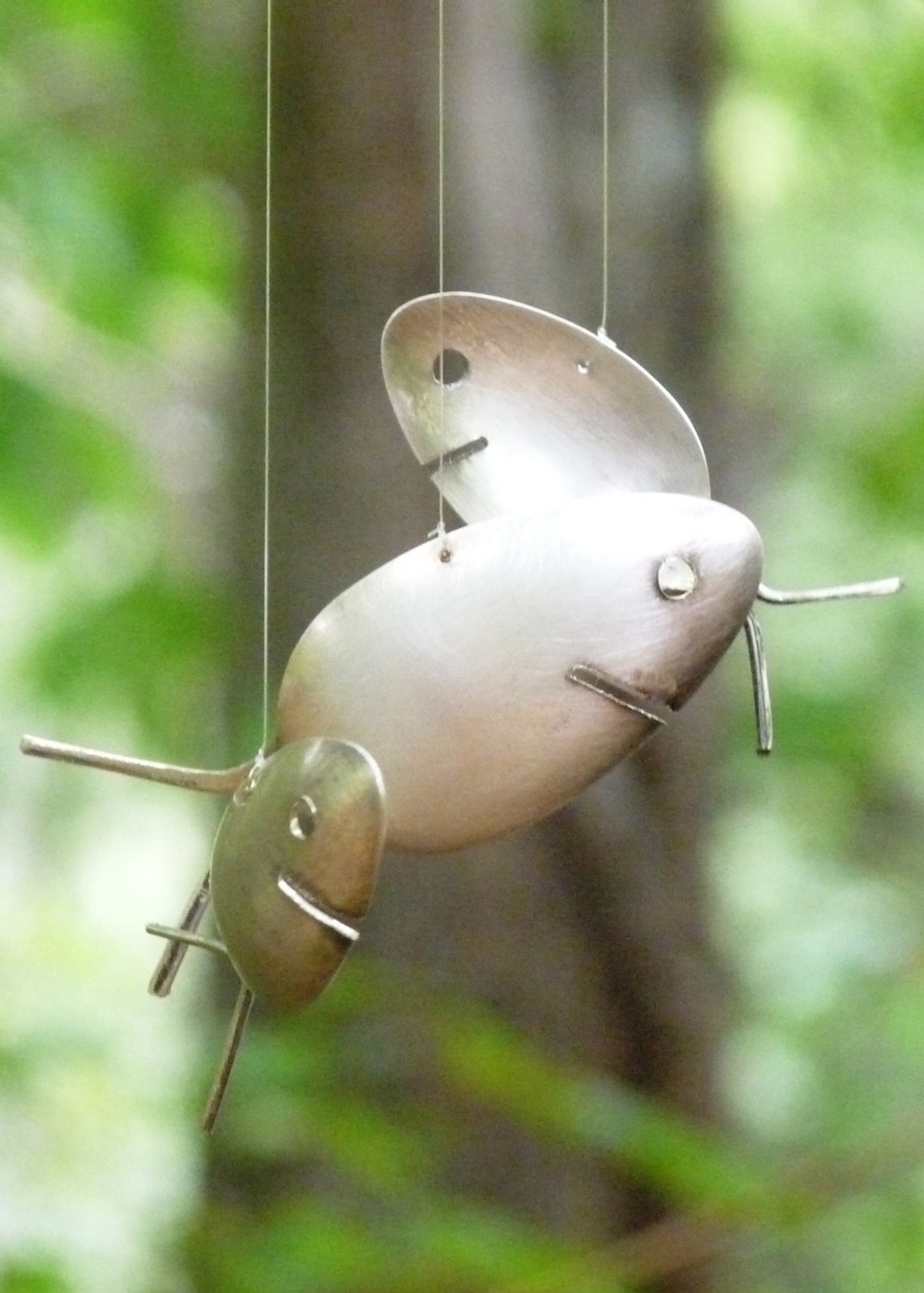 Nautical Anchor Wind Chime: Rustic Spoon Fish, Kinetic Garden Art - Etsy