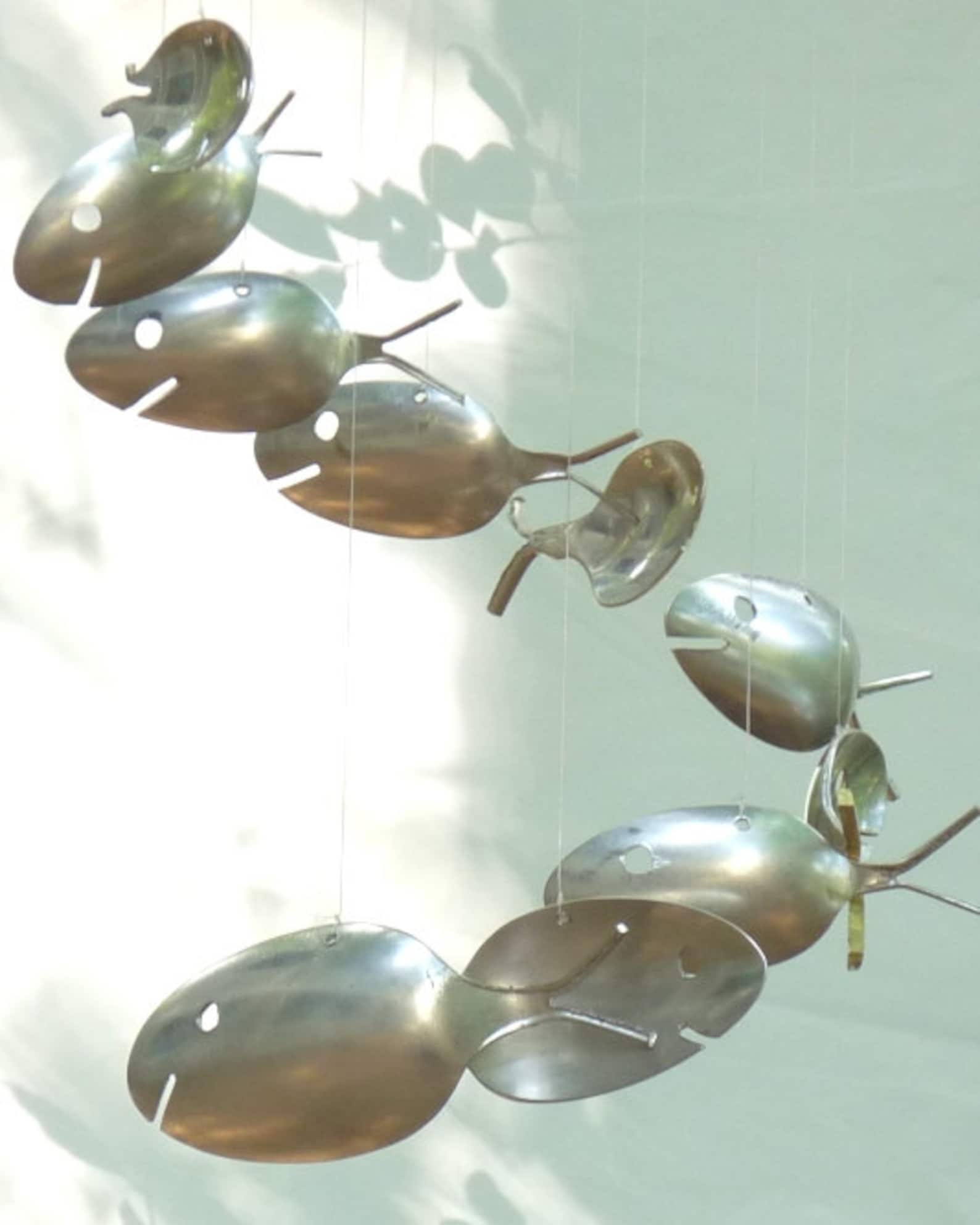 Rustic Bucket & Spoon Fish Windchime, Nautical Beach Garden Chime ...