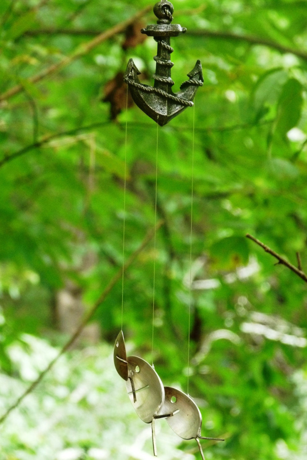 Ship Anchor & Spoon Fish Windchime, Nautical Kinetic Musical Garden ...