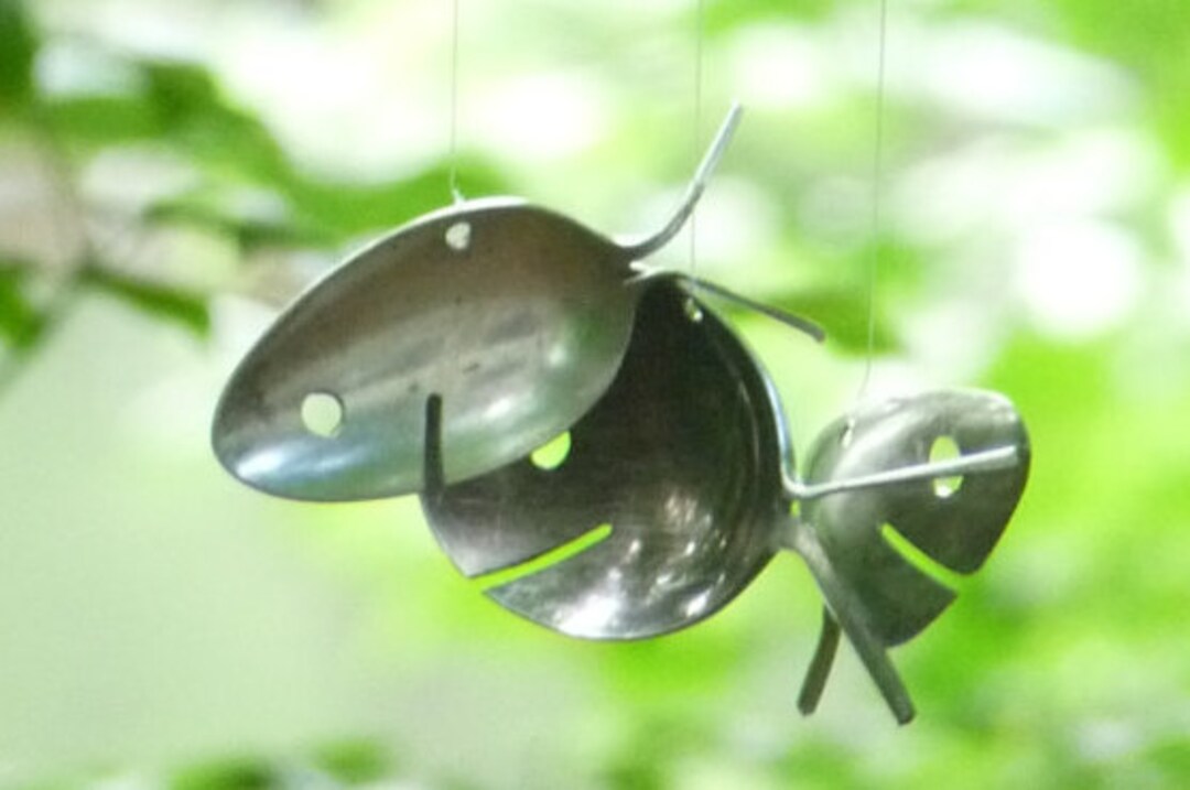 Spoon Fish Wind Chime: Upcycled Silverware, Nautical Clam Shell ...