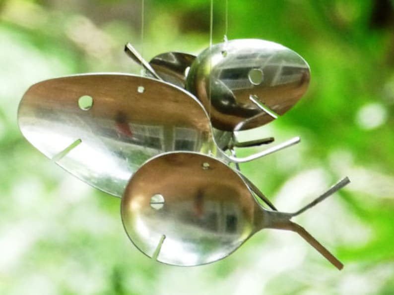 Fork Octopus & Spoon Fish Windchime, Musical Kinetic Metal Wind Chimes ...