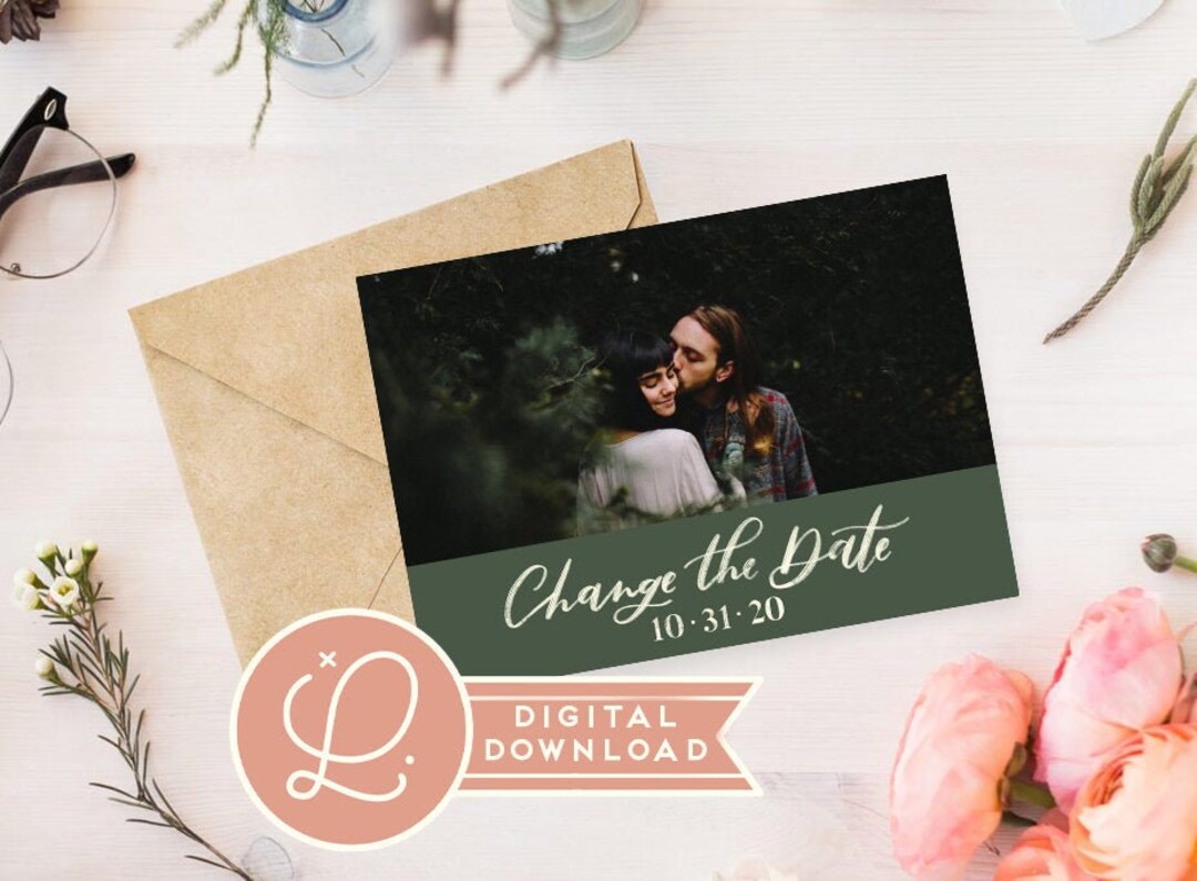Printable Boho Change the Date | Boho Save the Date, Chic Save the Date ...
