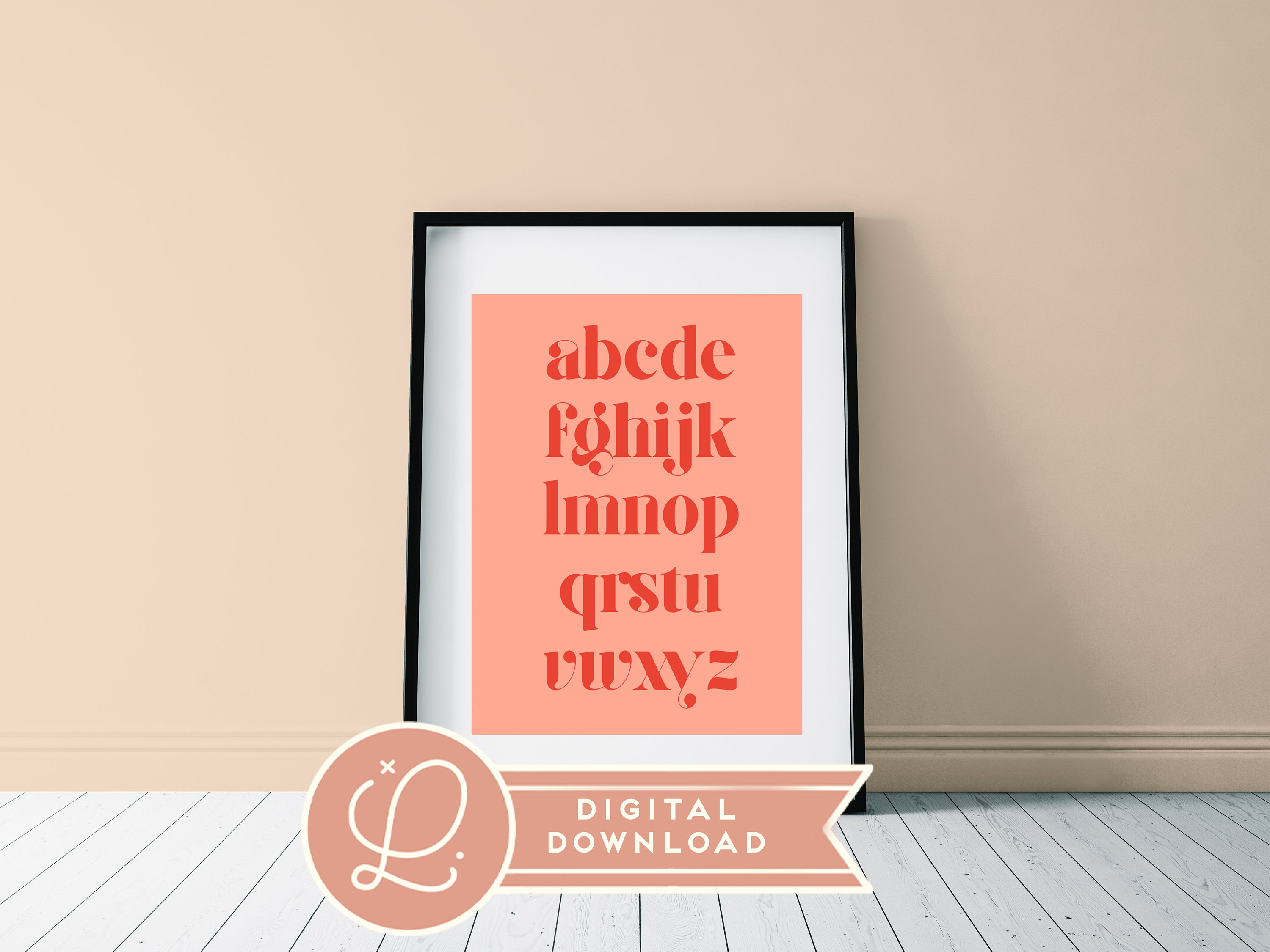 Printable Alphabet Wall Art in Cherry Vanilla kids wall art | Etsy