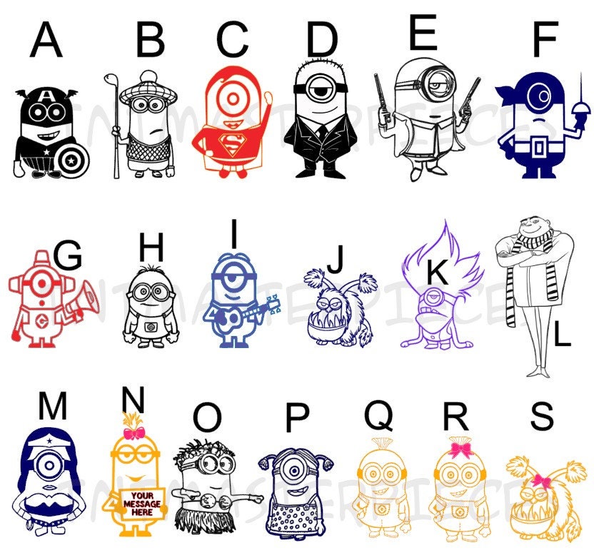 Minion Family Vinyl Decal Set Customizable | Etsy