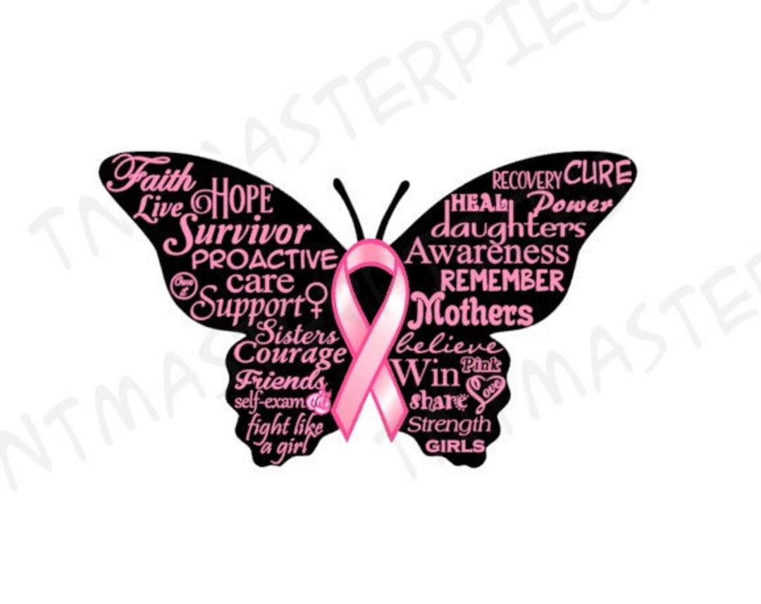 Breast Cancer Awareness - Pink Ribbon Butterfly Vinyl Decal / Magnet - Etsy