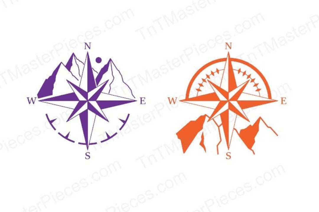 Mountains/compass | Mountains | Adventure Vinyl Decal - Etsy