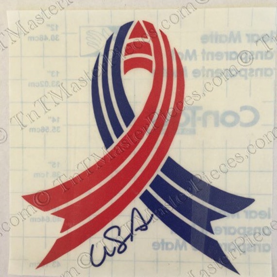 Patriotic Ribbon USA / Red White and Blue / Vinyl Decal / | Etsy