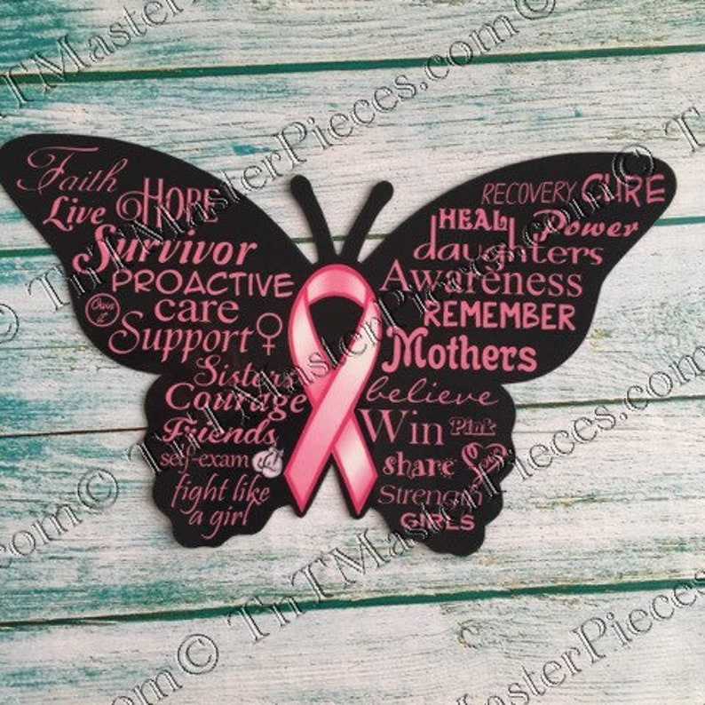 Breast Cancer Awareness Pink Ribbon Butterfly Vinyl Decal / | Etsy