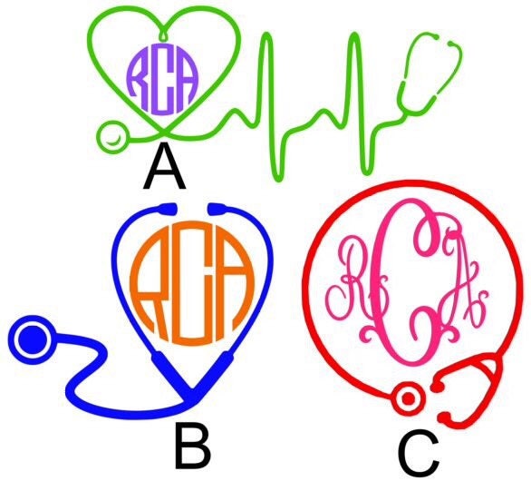 Stethoscope Monogram / Vinyl Decal | Etsy