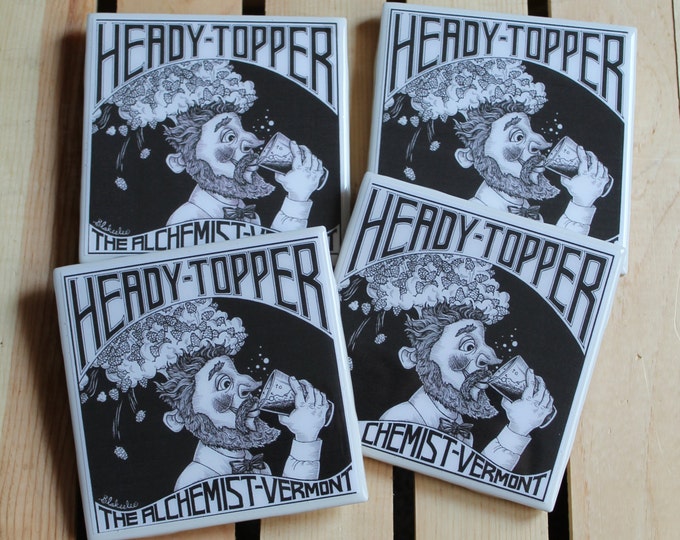 The Alchemist Heady Topper Set of 4 Craft Beer Coasters-beer Gifts-beer ...