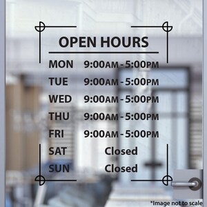 Custom Business Open Hour Sign Ver.22 Oracal 651 Vinyl Decal for Office ...