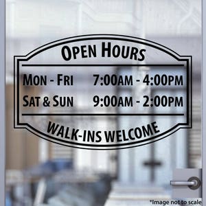 Custom Business Open Hour Sign Ver.1 Oracal 651 Vinyl Decal for Office ...