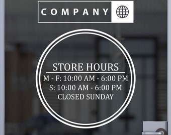 Custom Open Hour With Your Company Logo Decal Business Sticker - Etsy
