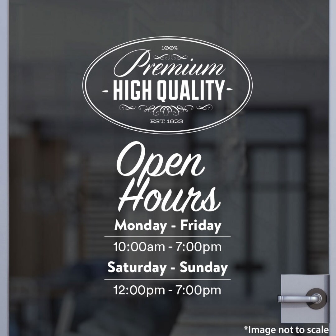 Custom Open Hour With Your Company Logo Decal Business Sticker Office ...