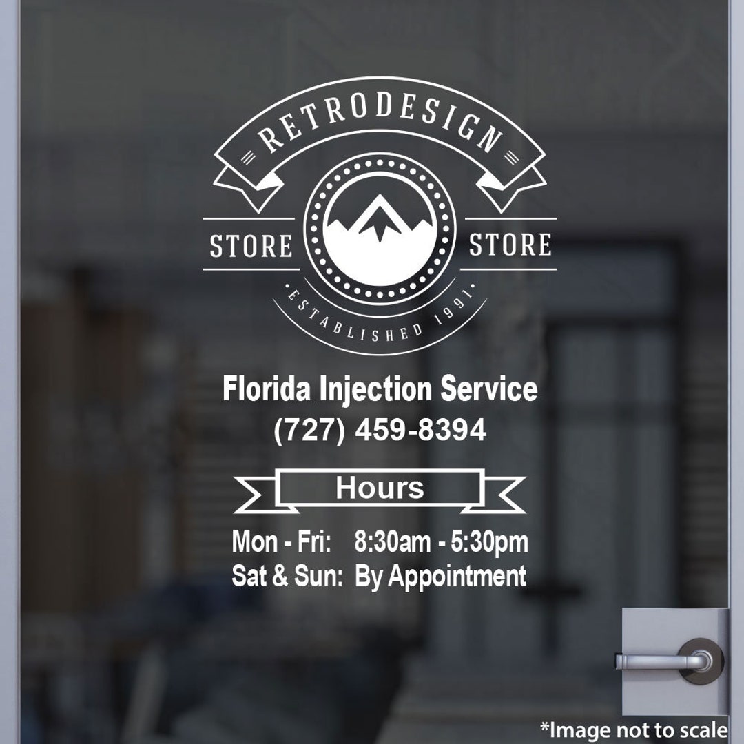 Custom Open Hour With Your Company Logo Decal Business Sticker Office ...